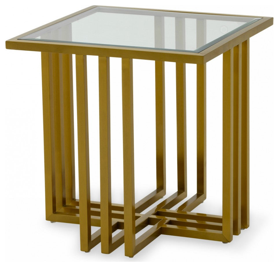 Nikos Glam Clear Glass and Gold Glass End Table - Contemporary - Side ...