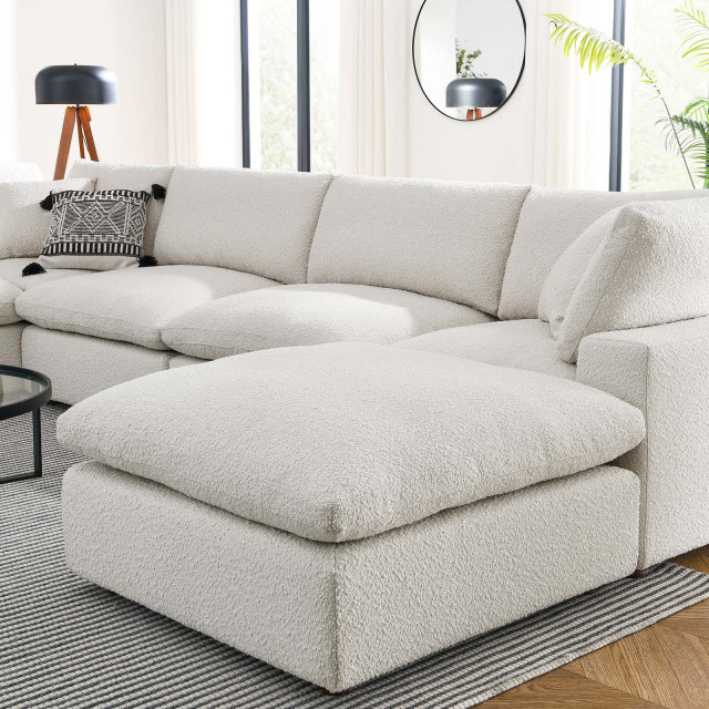 Commix Down Filled Overstuffed Boucle 7-Piece Sectional Sofa, Ivory ...