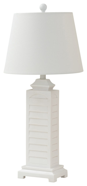 Set of 2 White Coastal Shutter Pedestal Table Lamps - Beach Style ...