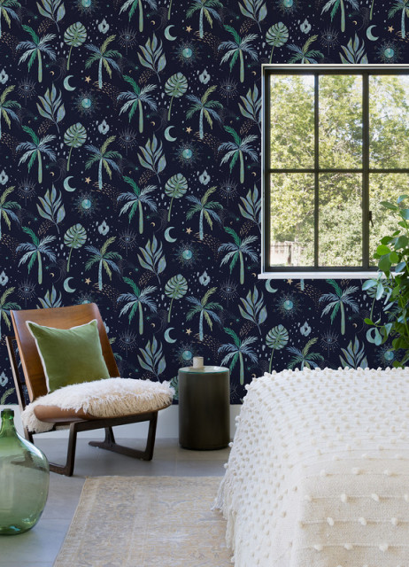 EttaVee Nuit Tropicale Peel & Stick Wallpaper - Tropical - Wallpaper ...