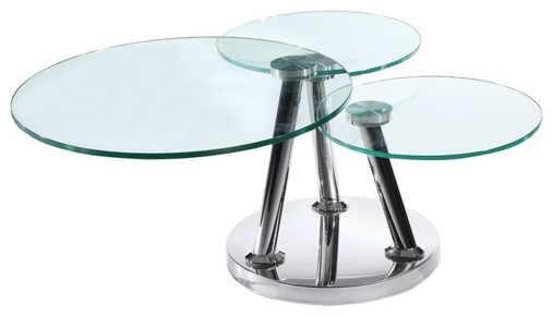 Motion Coffee Table With Clear Glass Top, Chrome Base - Contemporary ...