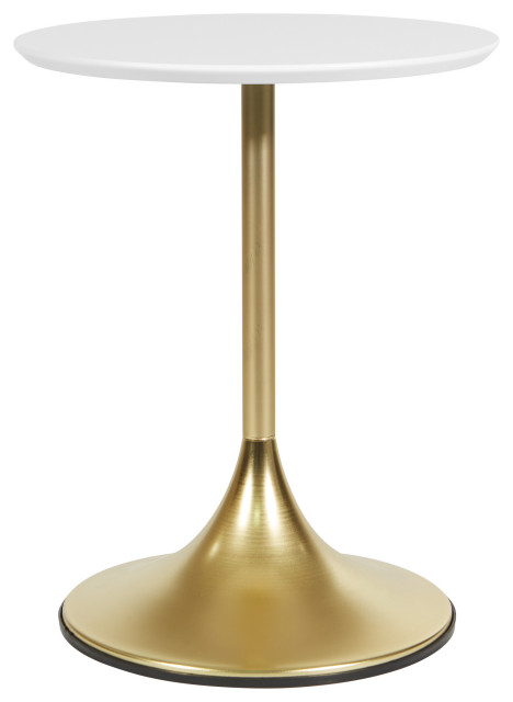 Flower Side Table With White Top and Brass Base - Midcentury - Side ...