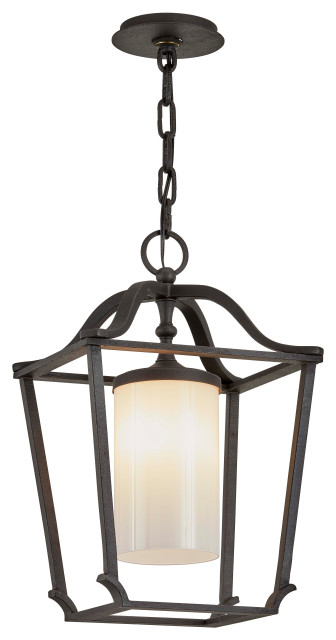Princeton 1-Light Hanger, French Iron, Opal White Glass - Transitional ...