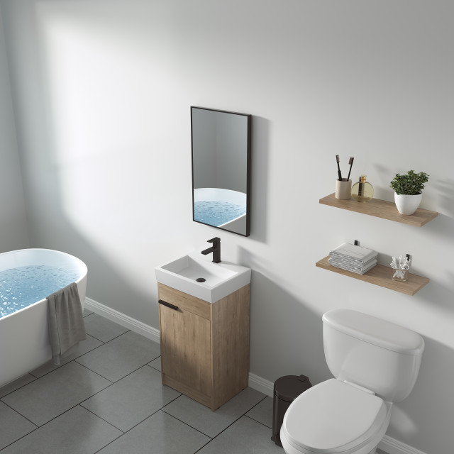 BNK Freestanding Bathroom Vanity 18 Inch with Adjustable Shelf,18x15 ...