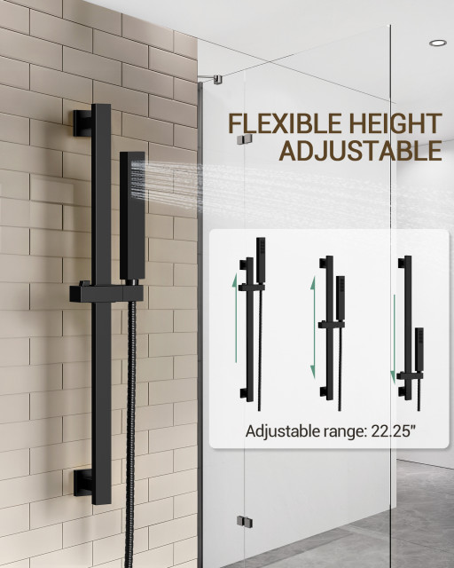 Dual Heads 10" Rianfall Shower System with Slide Bar Hand Shower ...