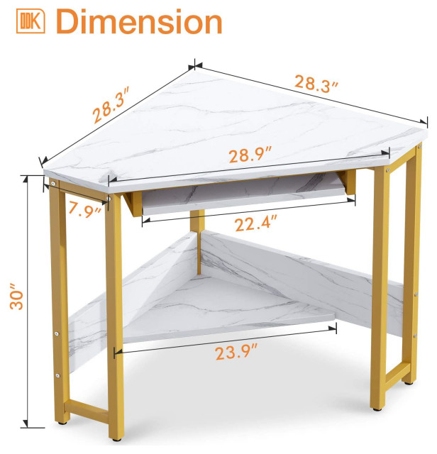 Triangle Computer Desk, Sturdy Steel Frame for Workstation with Smooth ...
