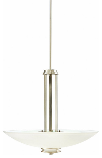 3 Light Contemporary Minimalist Inverted Pendant Light Fixture Satin ...