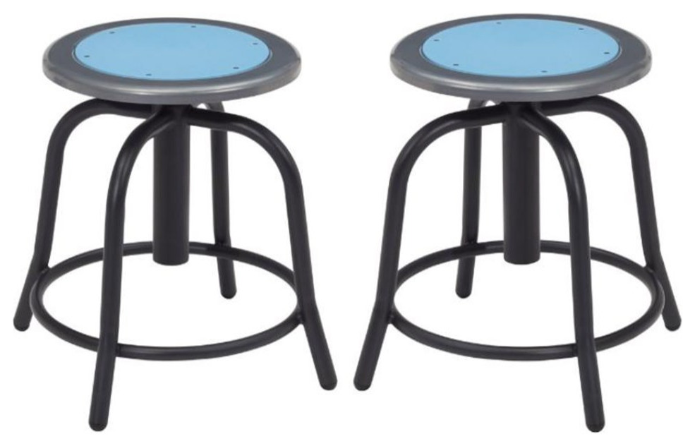 Home Square 6800 Series 18-24" Metal Stool in Black & Blueberry - Set ...