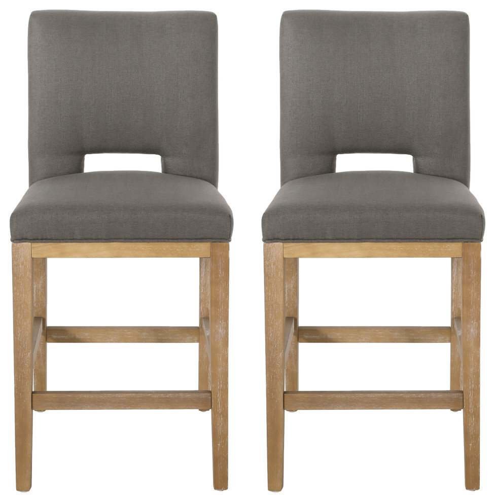 Kiara Contemporary Fabric Upholstered 27" Counter Stools, Set of 2 ...