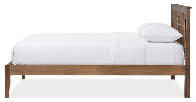 Loafey Mid-Century Modern Solid Walnut Wood Window-Pane Style Bed, Full ...