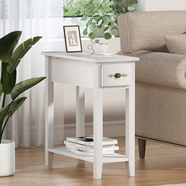 Narrow End Table for Living Room with Storage - Victorian - Side Tables ...