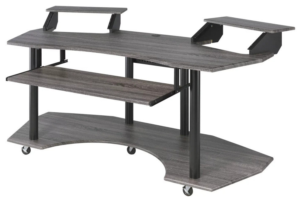 Modern Desk, Caster Wheels With Wooden Top & Open Comparments ...