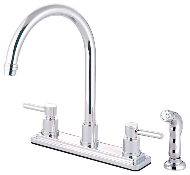 Concord Two Handle Kitchen Faucet with Matching Finish Plastic Sprayer ...