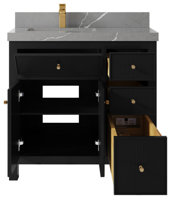 Willow Collection Sonoma 36 Left Offset Bath Vanity, 36" Left Offset ...