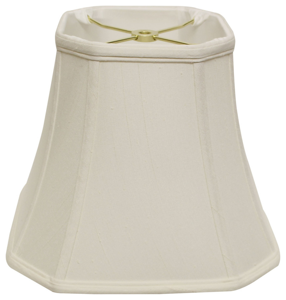 16" White Slanted Square Bell Monay Shantung Lampshade - Traditional ...