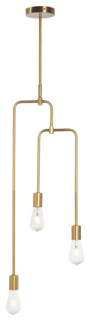 Chandler 3 Light Brass Metal Pendant Light - Transitional - Pendant ...