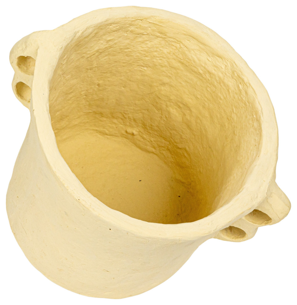 Decorative Handmade Paper Mache Planter With Handles, Natural ...