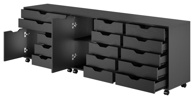 Halifax 3-Pc Storage Cabinet Set, Black - Transitional - Storage ...