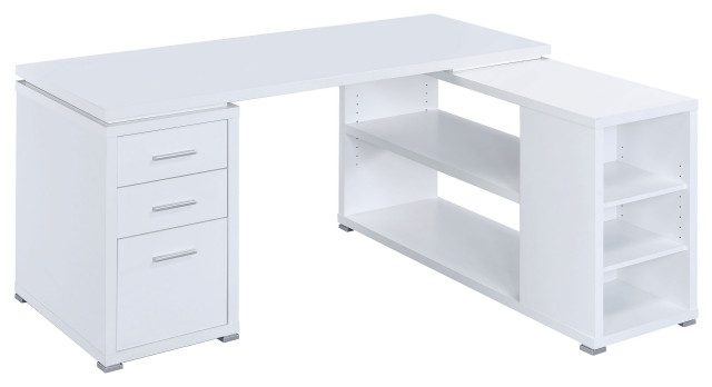 Yvette L-shape Office Desk White L-Shape Desk White - Contemporary ...