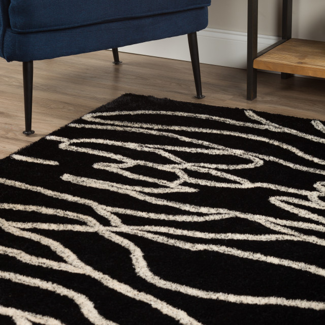 Calabar Transitional Abstract Midnight Area Rug, Midnight, 8'x10 ...