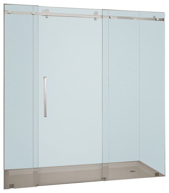 Aston Moselle Frameless Sliding Shower Door, Stainless Steel, 72"x75" - Contemporary - Shower ...
