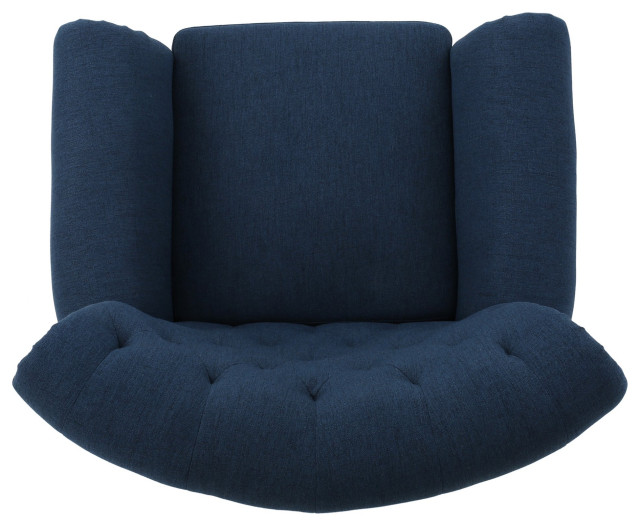 Dark Blue Traditional Accent Chair with Rolled Arms and Deep Button ...