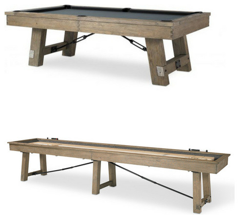 Isaac 8' Pool Table and 12' Shuffleboard Combo Package by Plank and ...