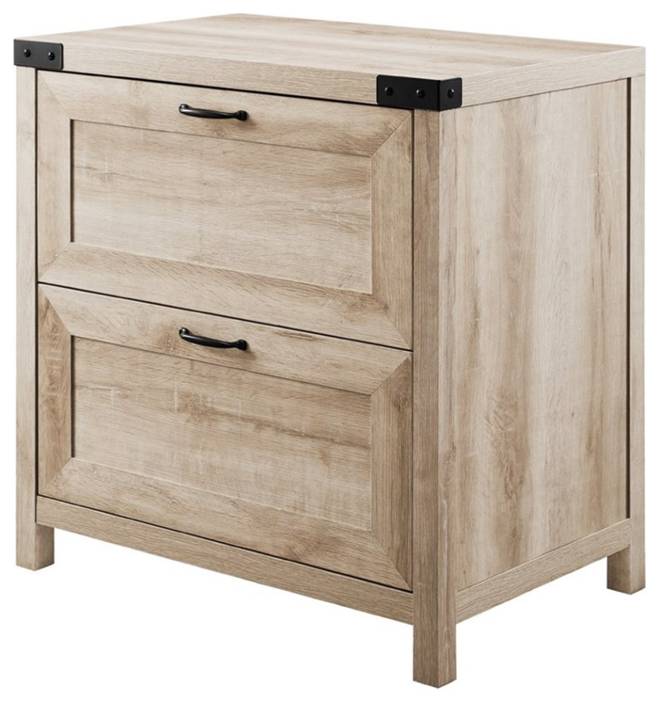 Modern Farmhouse 2-Drawer Filing Cabinet with Metal Accents in Rustic ...