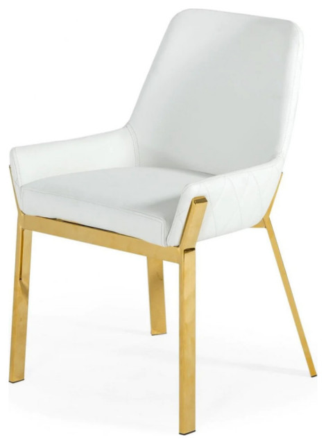 Susie Modern White and Gold Dining Chair, Set of 2 - Contemporary ...