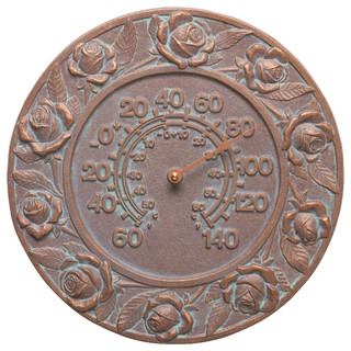 12" Diameter Rose Thermometer - Traditional - Decorative Thermometers ...