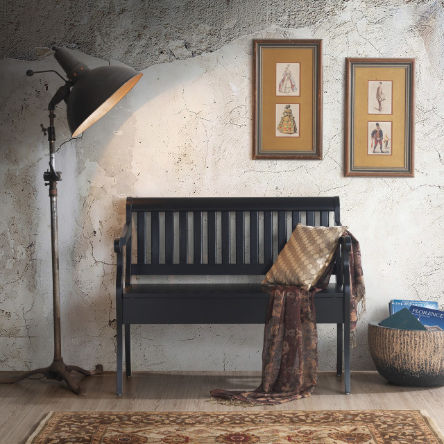 Veranda Storage Bench - Antique Black - Traditional - Accent And ...