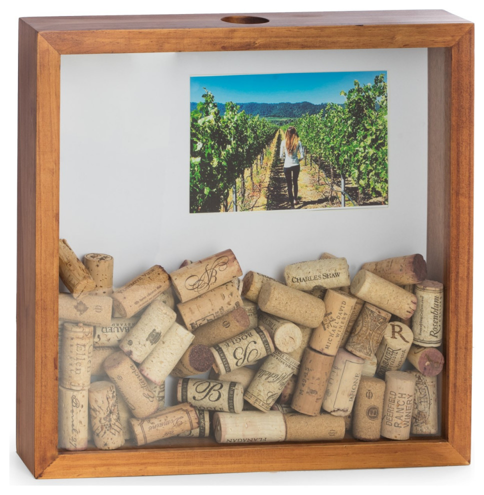 Cork Shadow Box, Wall Hooks and Mat, 4"x6" Picture - Contemporary ...