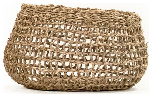 Wide Netted Woven Basket, Small - Beach Style - Baskets - by Zentique ...