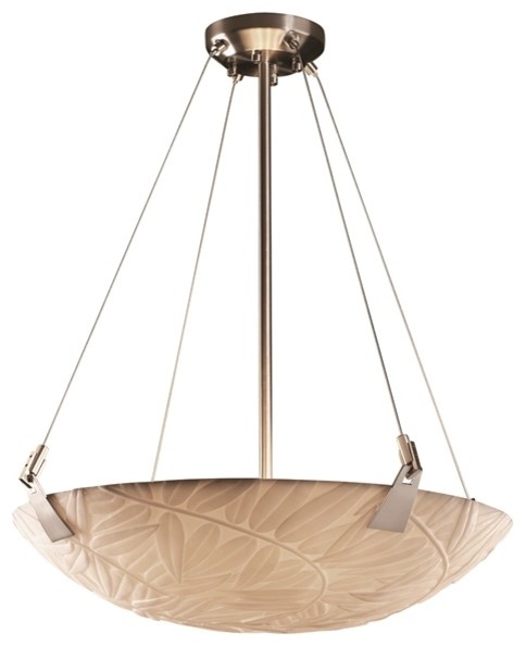 Justice Designs Porcelina 18" Pendant Bowl With Tapered Clips, Brushed ...