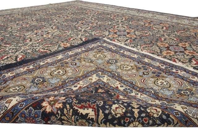 Vintage Persian Mashhad Rug, 08'05 X 11'02 - Traditional - Area Rugs ...