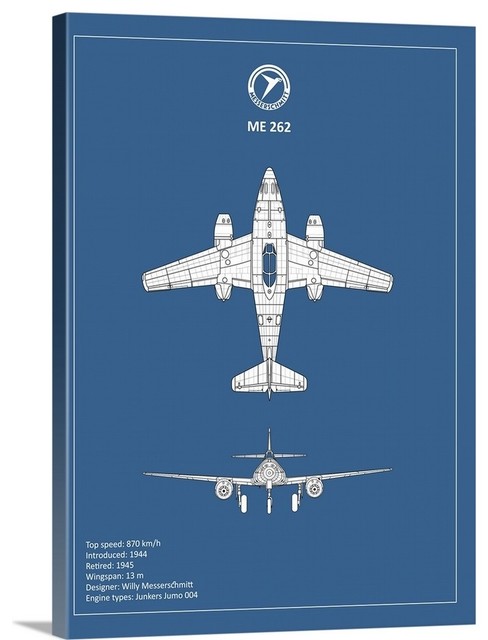 "BP Messerschmitt ME262" Wrapped Canvas Art Print, 12"x16 ...