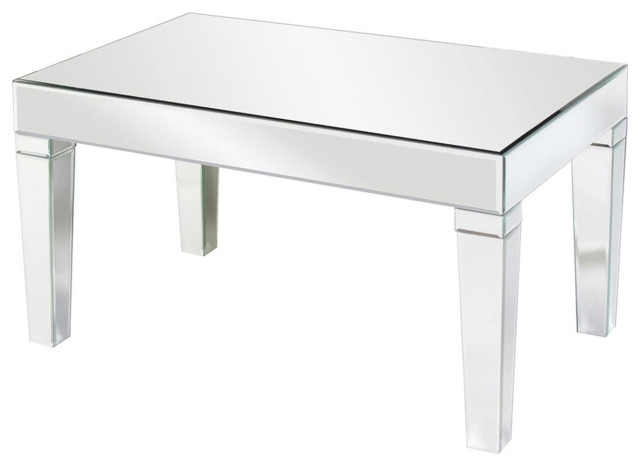 Elegant Silver Mirrored Coffee Table, Modern Square Accent for Home ...
