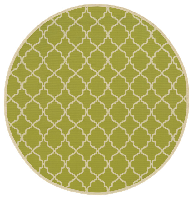 Riviera 4770M Green/Ivory 1'9" x 3'9" Rug, Round 7'10" Round ...