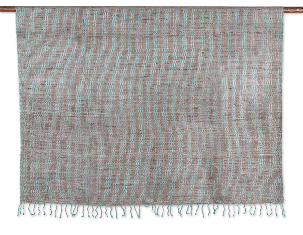 Novica Handmade Turquoise Fantasy Silk Throw Blanket - Transitional ...