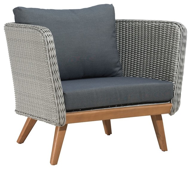 Zuo Modern Grace Bay 703748 Outdoor Arm Chairs, Natural and Gray, Set ...