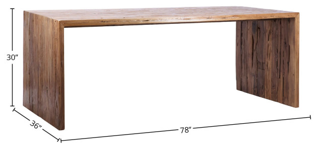 Chilton 78" Rectangular Reclaimed Teak Waterfall Dining Table - Rustic ...