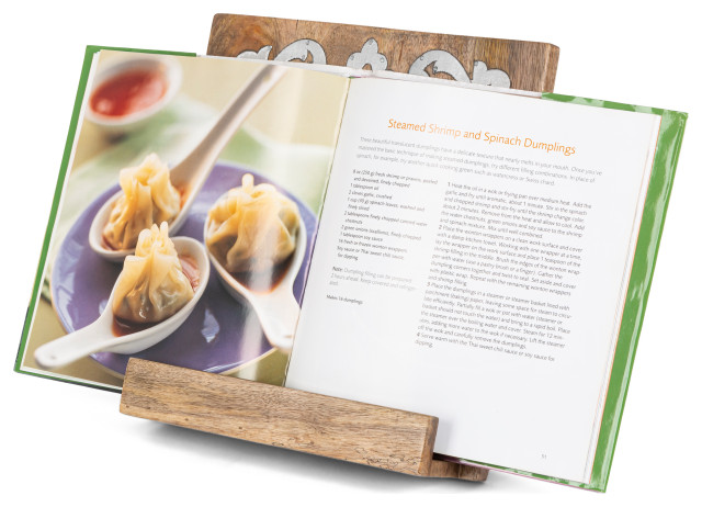 Heritage Inlayed Mango Wood Cookbook Holder - Cookbook Stands And ...