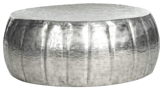Modern Silver Coffee Table with Round Top and Aluminum Construction ...