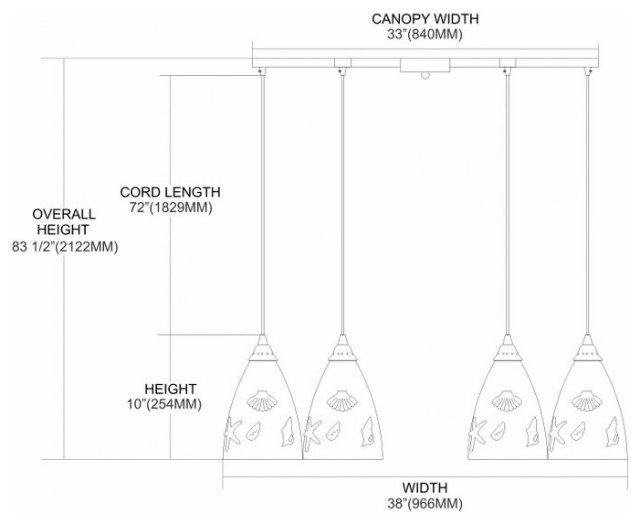 6-Light Rectangular Pendant, 2499-BEL-1631470 - Beach Style - Kids ...