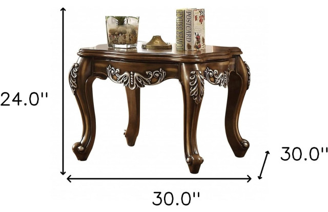 Traditional End Table, Unique Design With Wooden Legs & Curved Top ...