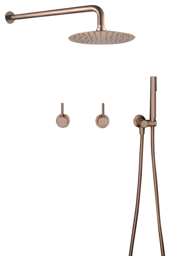 Fontana Conway Rose Gold Solid Brass Wall Mount Round Head Bathroom