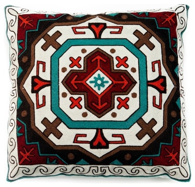 Embroidered Shield Pillow - Southwestern - Decorative Pillows - by ...