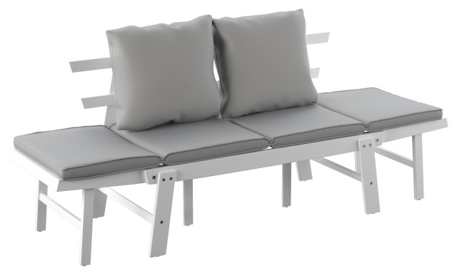 Willow Outdoor Convertible Lounge Chair White With Gray Cushions ...