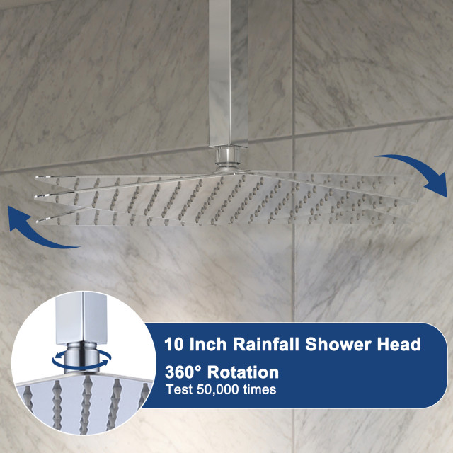 10" Ceiling Mount Shower System Shower Head and Functional Handheld ...