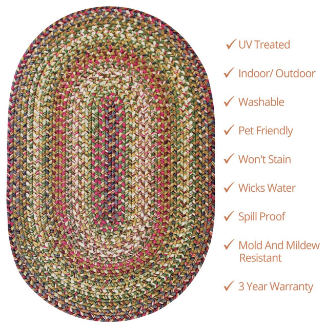 Homespice Decor Rainforest Indoor/Outdoor Braided Rug 4'x6' Oval ...